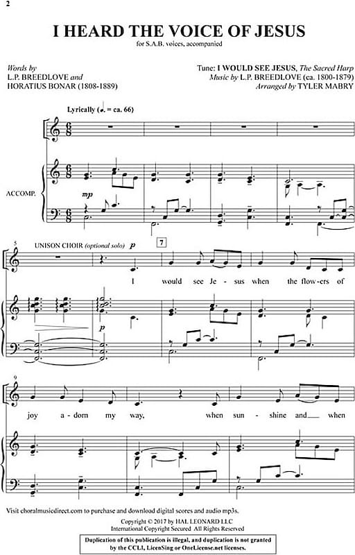 I Heard the Voice of Jesus | Reverb