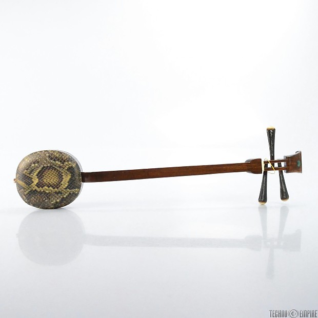 Japanese Sanshin Shamisen Okinawa Genuine Snake Skin Owned by | Reverb