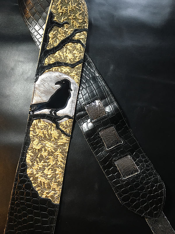 SOLD. CUSTOM CROW Guitar Strap | Reverb