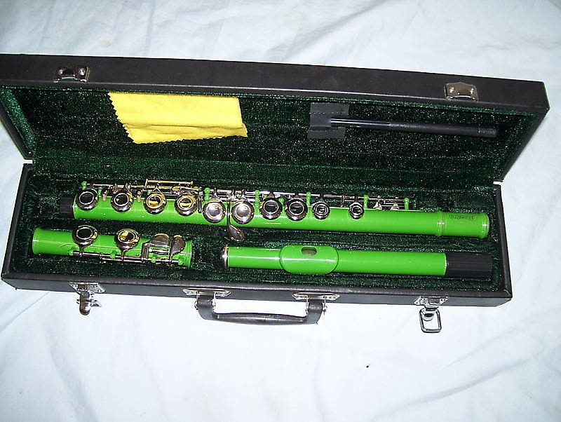 Green color flute with case, New | Reverb