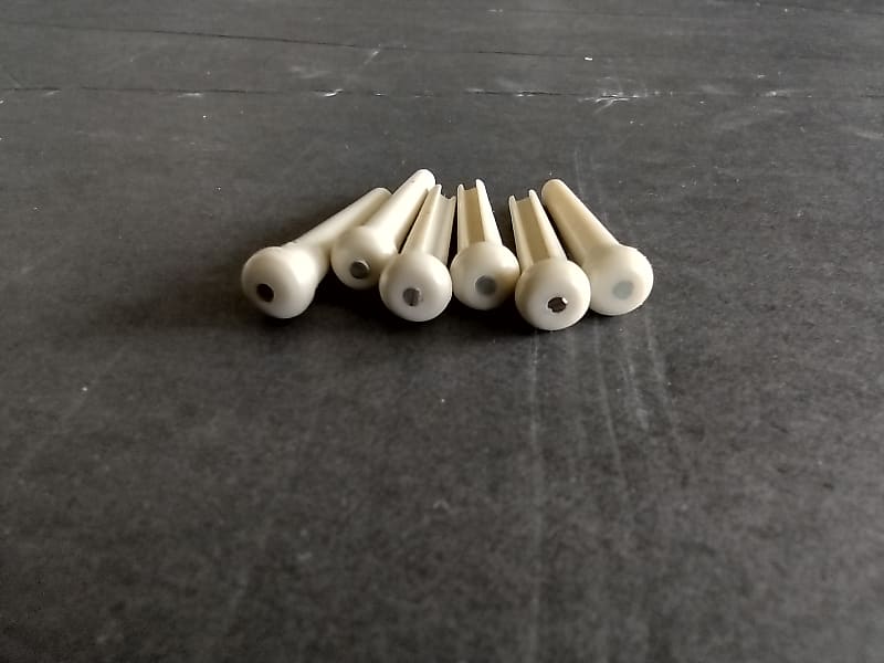 TUSQ White Traditional Bridge Pins Paua Dot 6-Pack NEW | Reverb