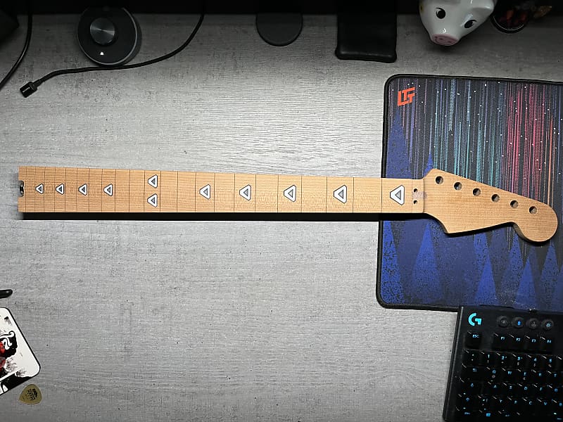 Musikraft unique Stratocaster Neck custom inlays Floyd Rose | Reverb