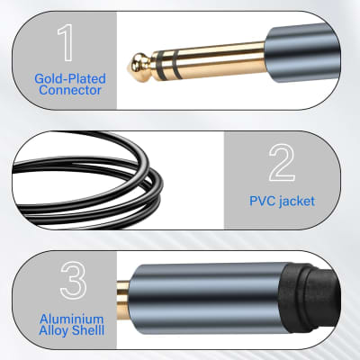 1/4 Inch TRS Instrument Cable Straight 6.35mm TRS Stereo | Reverb
