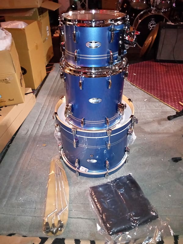 Pearl Masters Maple Complete Light Blue Metallic 3 Piece | Reverb