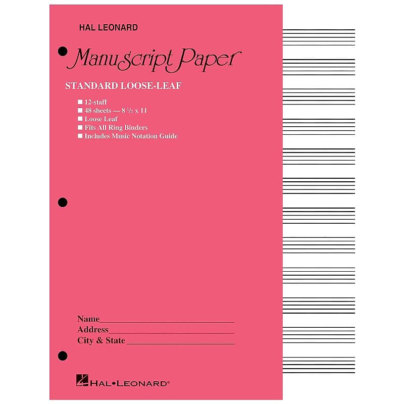 Standard Loose Leaf Manuscript Paper (Pink Cover) | Reverb