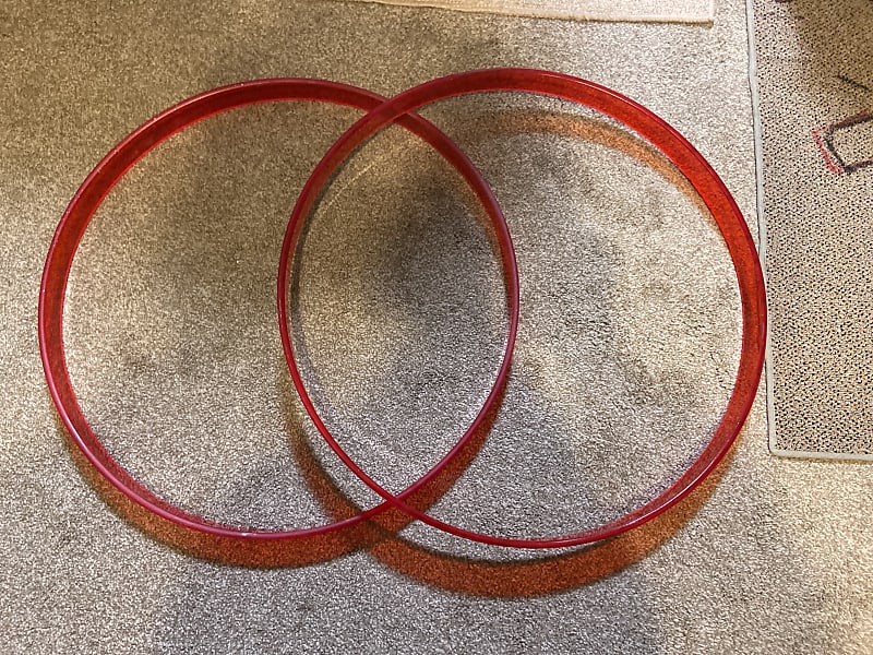 24" Red Seamless Acrylic Bass Drum Hoops (Pair) Pearl? | Reverb