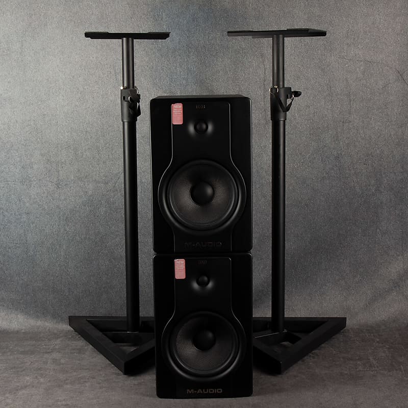 M-Audio BX8 D2 Studio Monitor Pair - Stands - Boxed - 2nd | Reverb UK