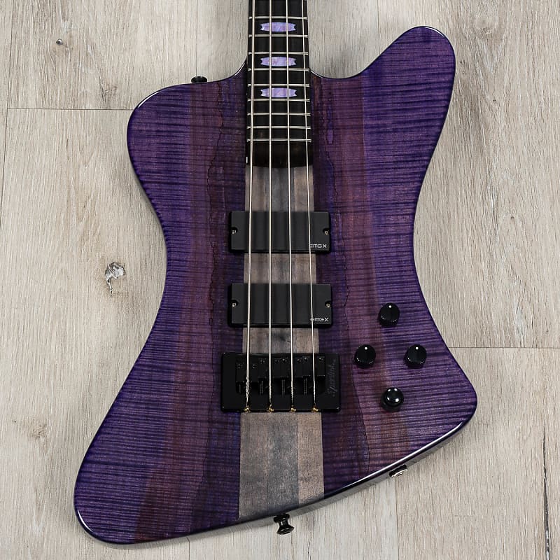 Spector USA NS-4X Bass, Curly Maple over Empresswood, Purple | Reverb