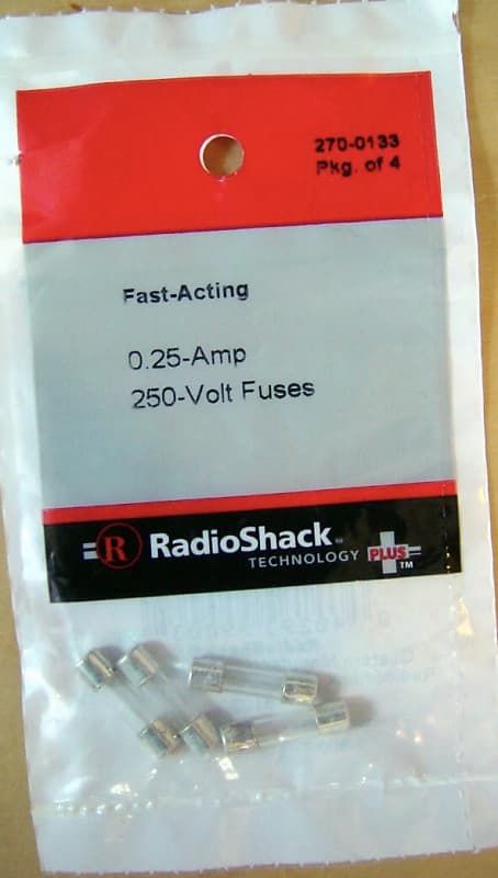 Radioshack .25A 250V 5x20mm fast acting fuse (4) PACK | Reverb