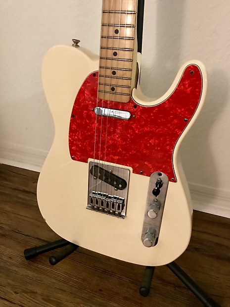 Fender Telecaster MIM 90's Olympic White with Red Pickguard | Reverb