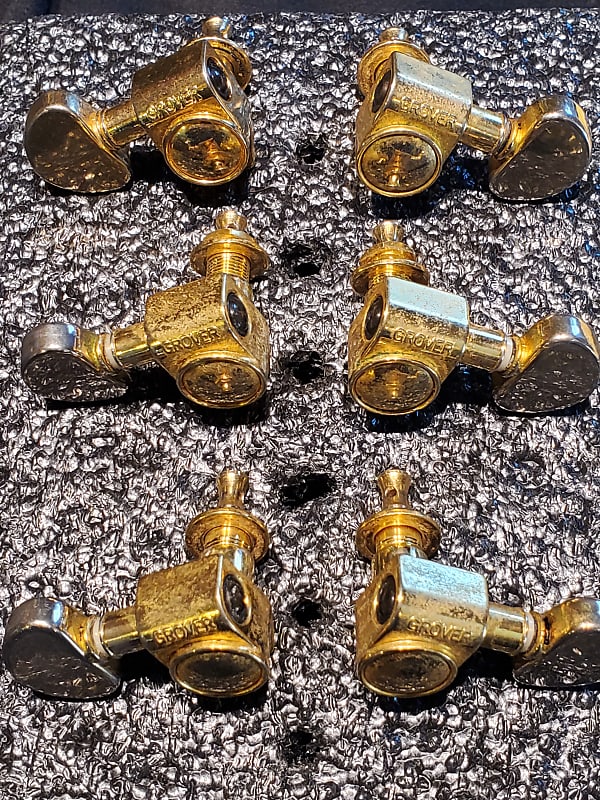 (#T253) Gold Grover Die-Cast Tuner Set With Chrome Buttons | Reverb