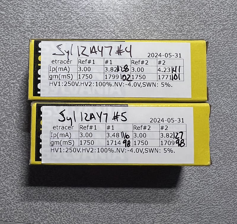 Sylvania 12ay7 NOS eTracer Matched Pair | Reverb