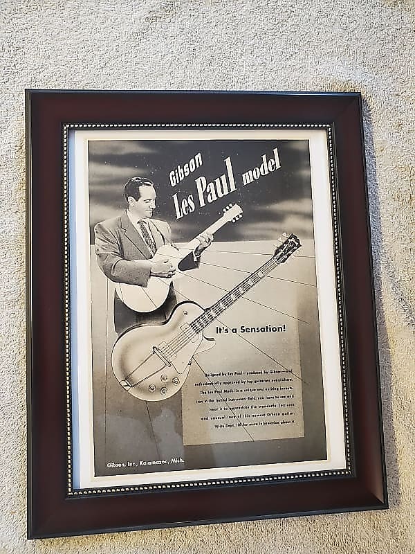 1953 Gibson Guitars promotional Ad Framed Les Paul Model | Reverb