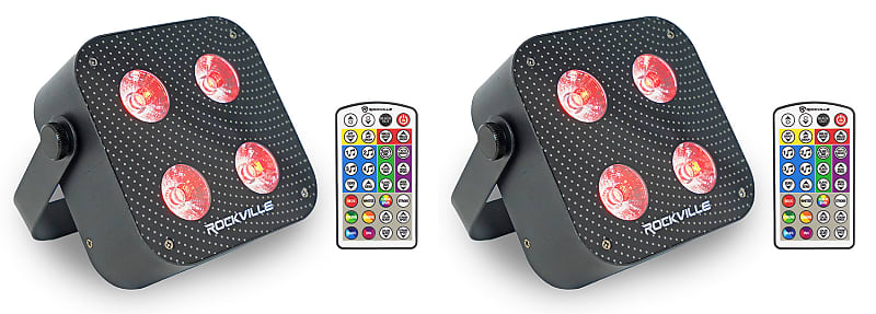(2) Rockville MINI IR4 Black RGBWA+UV DJ Par Wash Up | Reverb