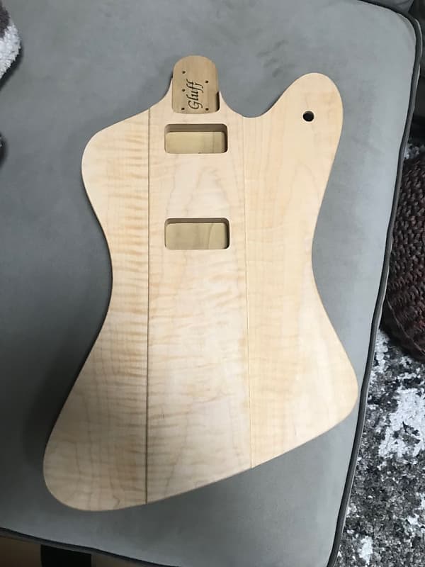 Gluff Unfinished Firebird Style Guitar Body, Flame Maple Top, | Reverb