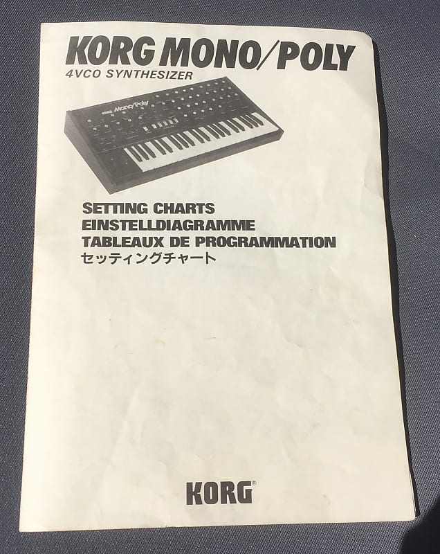 Korg Mono/Poly Synthesizer Settings Charts | Reverb