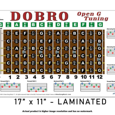 Laminated Dobro G Tuning Resonator Chord Poster Chart 11x17 | Reverb