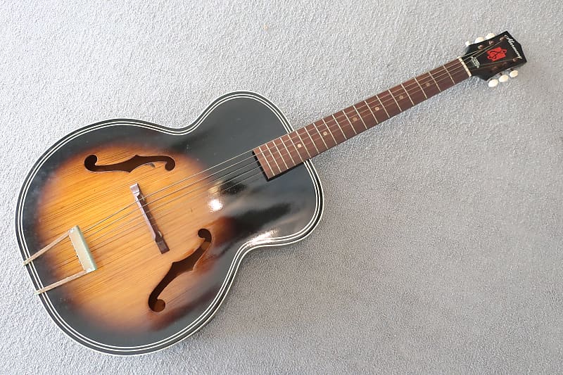 Vintage 1950s Harmony Silvertone Acoustic Guitar With Case | Reverb