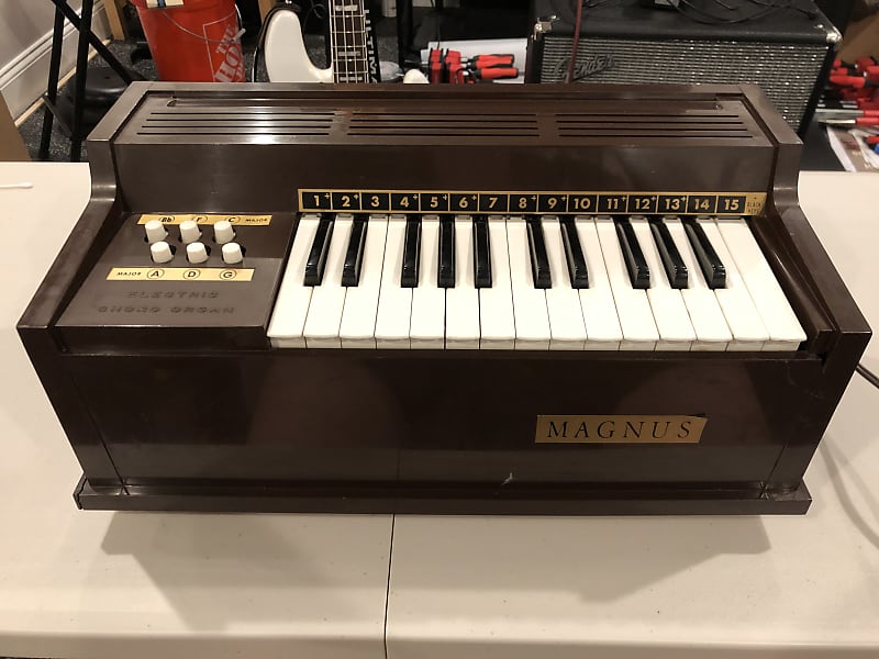 Magnus Tabletop Electric Chord Organ Brown 1960's Vintage / | Reverb
