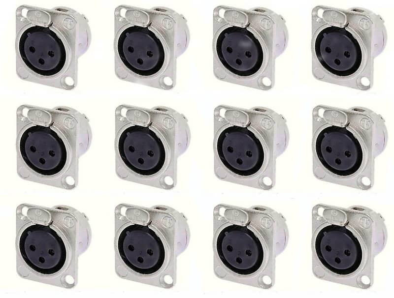 (12 PACK) NEUTRIK NC3FD-L-1 3-PIN XLR Female D Type Panel | Reverb