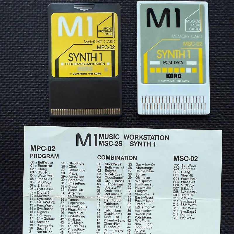 Korg M1 MPC-02 and MSC-02 Synth 1 Set Program Cards | Reverb