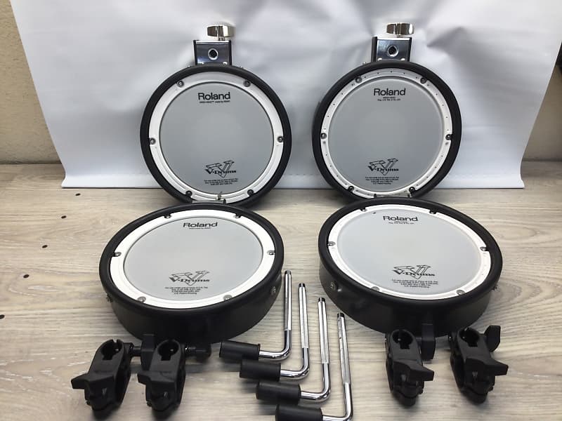Set of 4 Roland PDX-8 V-Drum Pads w/ Custom Carbon Fiber | Reverb