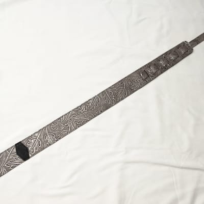 Luna Fern & Leaf Silver Leather Guitar Strap - NEW FOR 2022 | Reverb