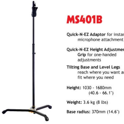 Hercules MS401B EZ Grip Tripod Tilt Straight Mic Stand | Reverb