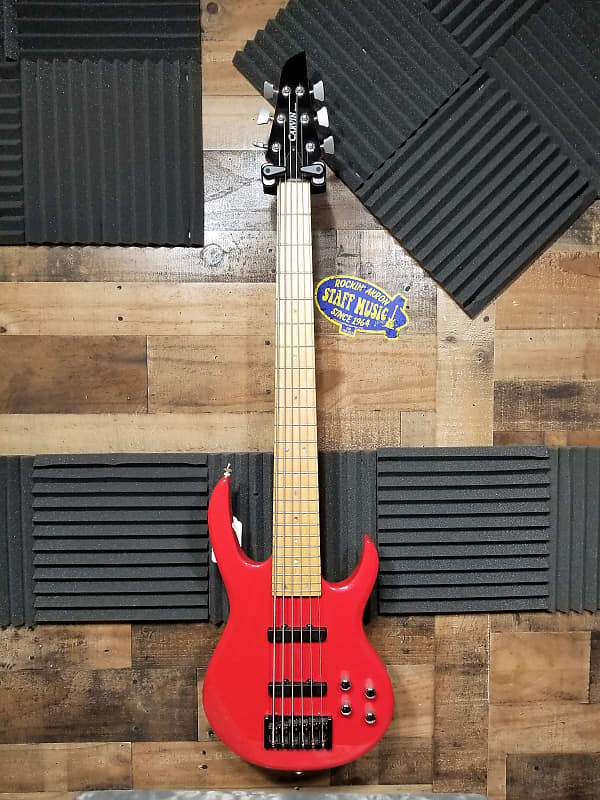 Carvin LB-76 6 String Bass, 1990s, Candy Apple Red, Locking | Reverb