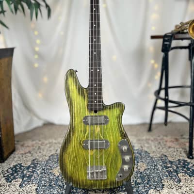 Offbeat Guitars Roxie 30" Short Scale Bass in Pickle on Pine, | Reverb