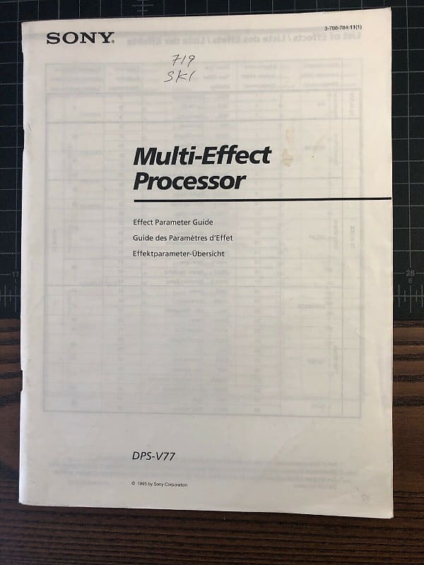 Sony DPS-V77 Multi Effect Processor Owners Manual | Reverb UK
