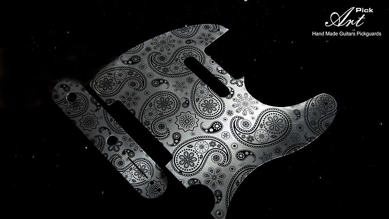 Aluminum Telecaster Pickguard Paisley Silver-Black Tele | Reverb