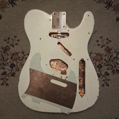 MJT Tele Body Alder Olympic White Relic with mint pickguard | Reverb