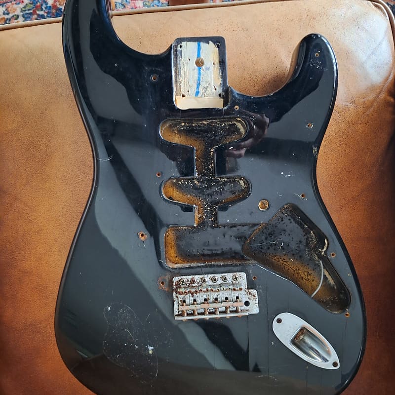 Fender Vintage Relic Stratocaster Guitar Body 1993 - Black | Reverb