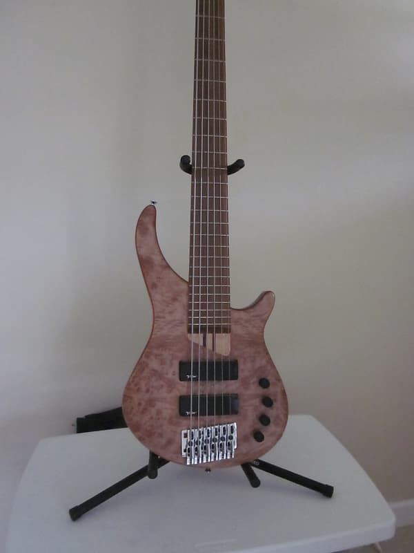 Warmoth Gecko 6 string bass Villex pickups burled maple top. | Reverb
