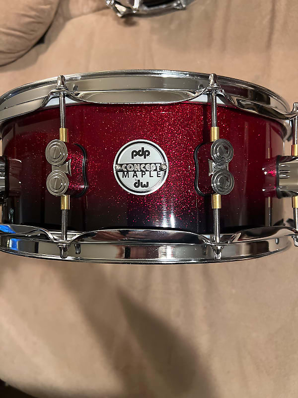 PDP Concept Maple Snare 2019 Cherry red to black sparkle fade | Reverb