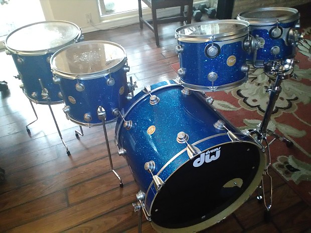 DW Collectors Maple Drum Set Blue Glass with Satin Chrome | Reverb