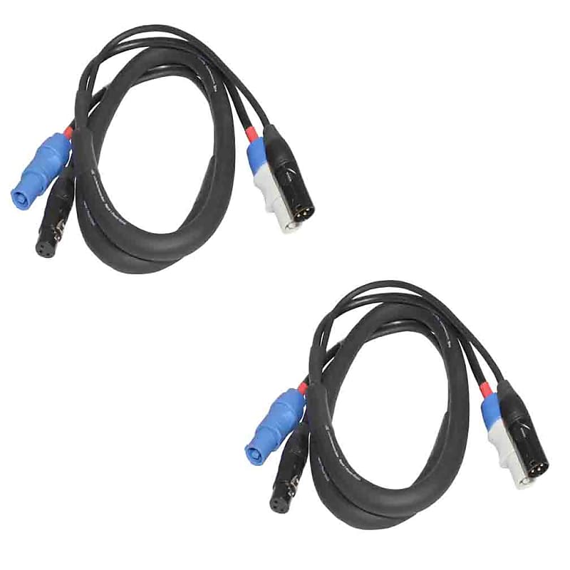 2 PowerCon & 3pin DMX Dual Link Cables 3 ft Extension Jumper | Reverb