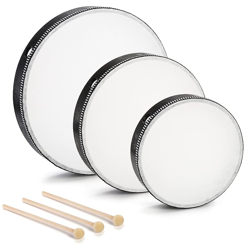 3 Pieces Hand Drum with Drum Sticks 12 Inch 10 Inch 8 Inch | Reverb