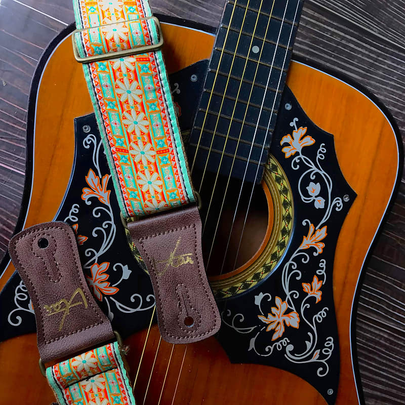 The Hendrix Flower Chain Psychedelic Guitar Strap - Vtar | Reverb UK