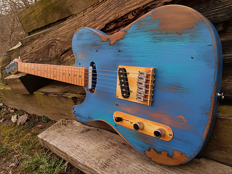 Farris Built 'Blue Boy' Telecaster - Rustic Blue NOS Relic - | Reverb