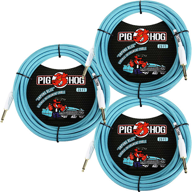 Pig Hog 3 New 20 Foot Instrument Cables Daphne Blue | Reverb UK