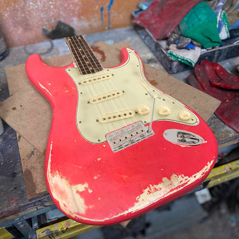 Stratocaster Fiesta red body RELIC, nitro paint, made in | Reverb