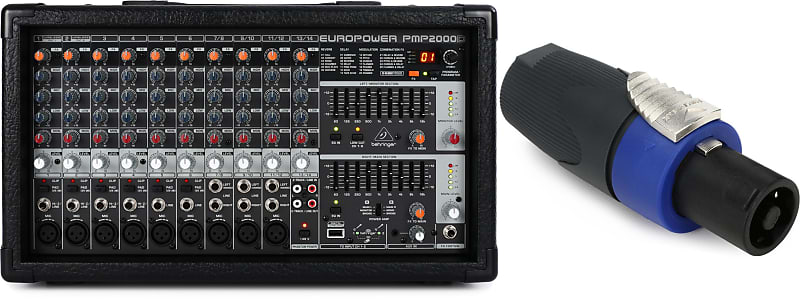 Behringer PMP2000D 14-channel 2000W Powered Mixer Bundle with | Reverb