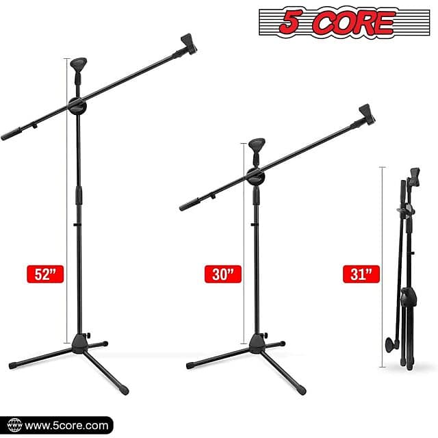 5Core 4Pcs 360° Rotating Microphone Stand Dual Mic Clip Boom | Reverb