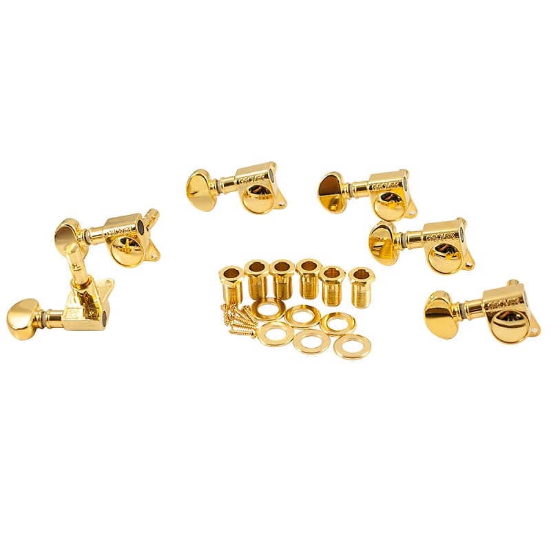 Grover 6 In Line Left Hand Mini Locking Rotomatics Gold | Reverb