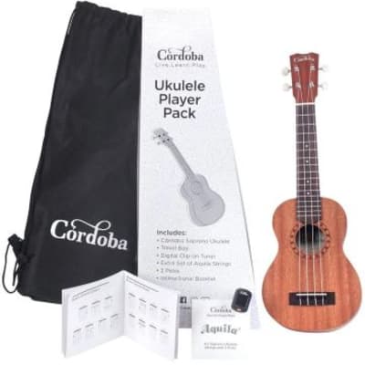 Hola! Music Deluxe Mahogany Soprano Ukulele Bundle - Natural | Reverb