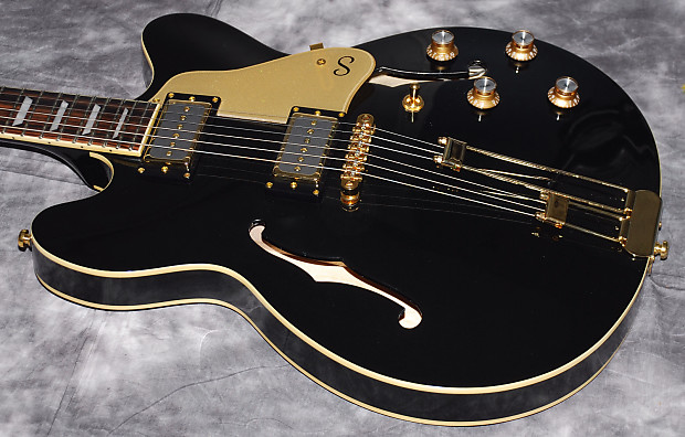 SUBLIME CHIEFTAIN DELUXE SEMI-HOLLOW GUITAR - ONYX, GOLD | Reverb