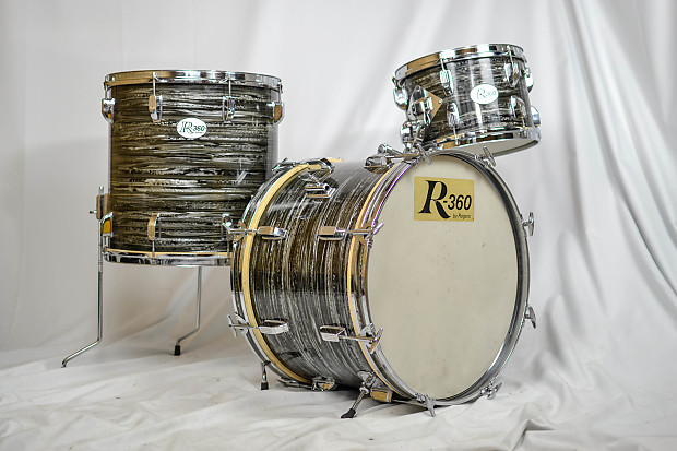 1960s Rogers R-360 "Rock Solid" Black Oyster Drum Kit | Reverb