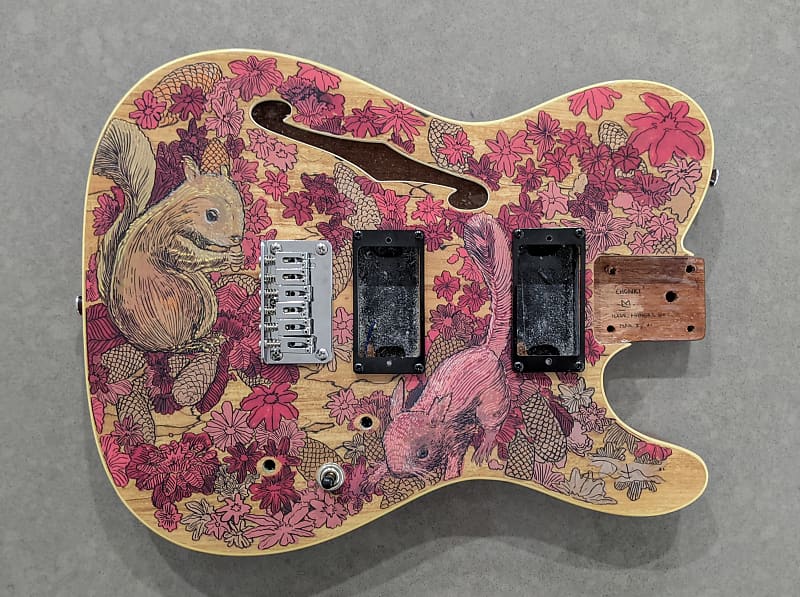 Maverick Thinline Telecaster Body "CHONK" Squirrel Art | Reverb UK